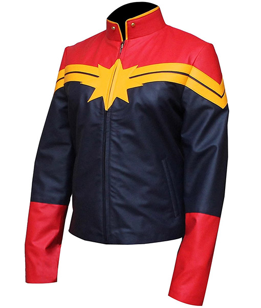 Captain Marvel Carol Danvers Costume Jacket | Brie Larson Leather Jacket