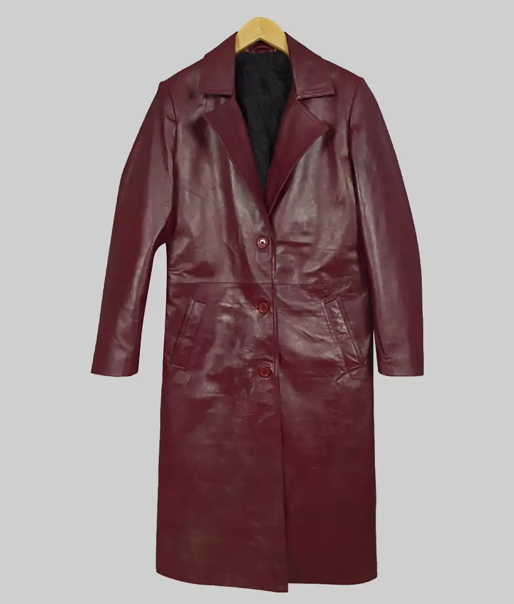 Jaz Sinclair Gen V Maroon Leather Coat - Marie Moreau Maroon Coat
