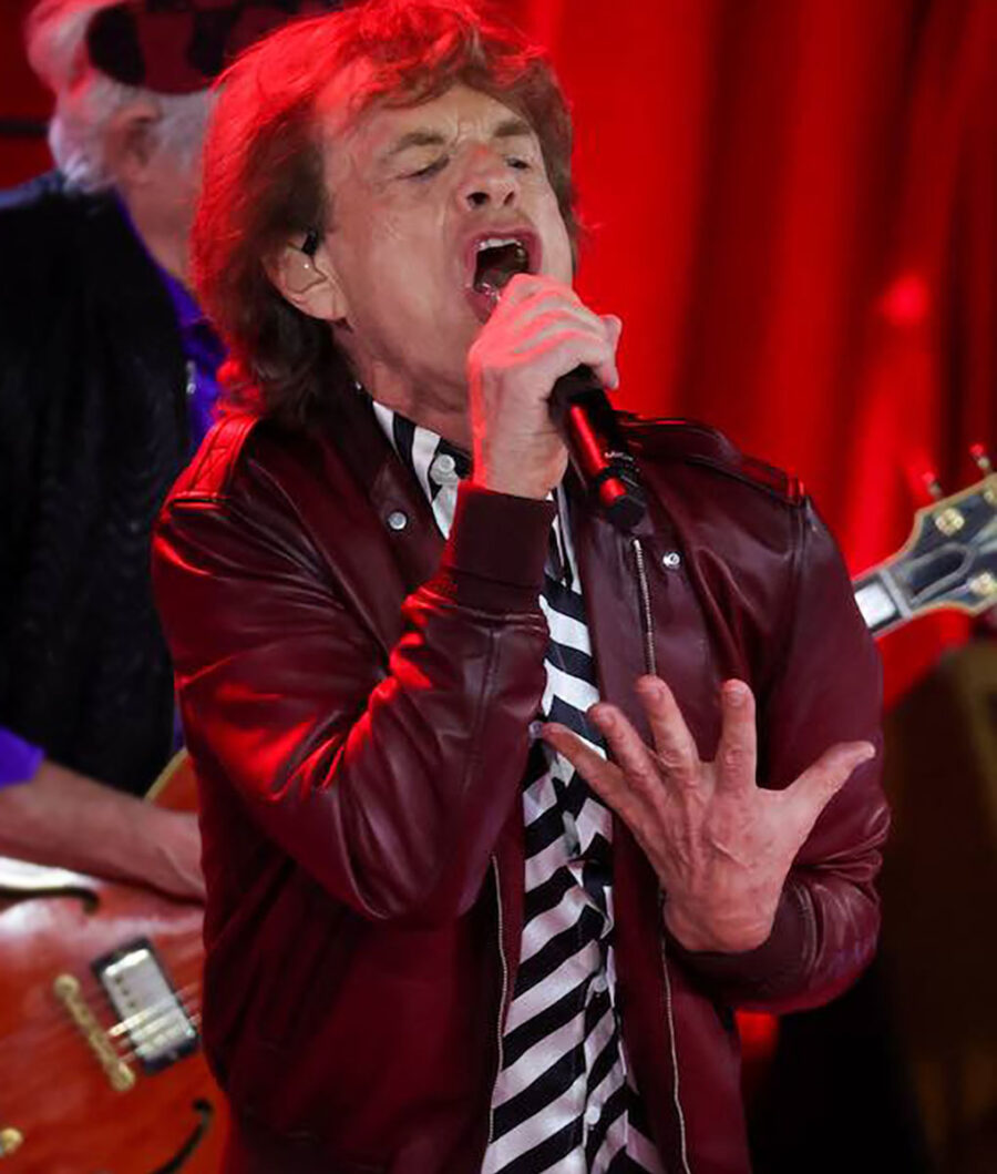 Rolling Stones Kick off Mick Jagger Maroon Leather Jacket