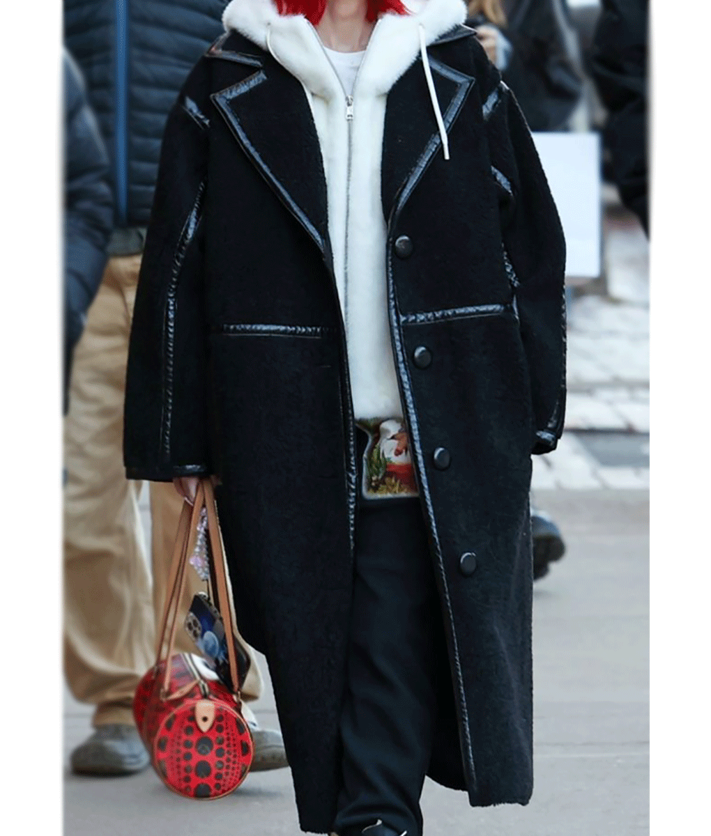 Megan Fox Black Shearling Trench Coat - Usjackets