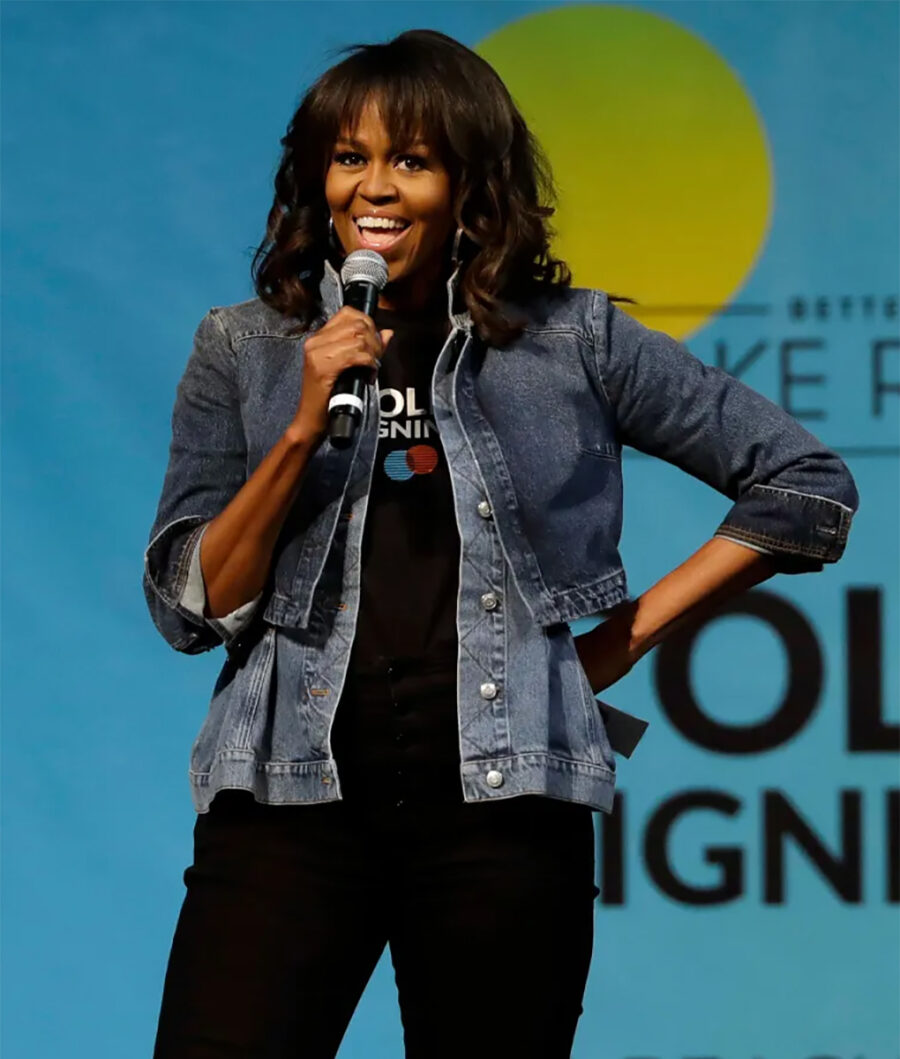 Michelle Obama Blue Double Denim Jacket