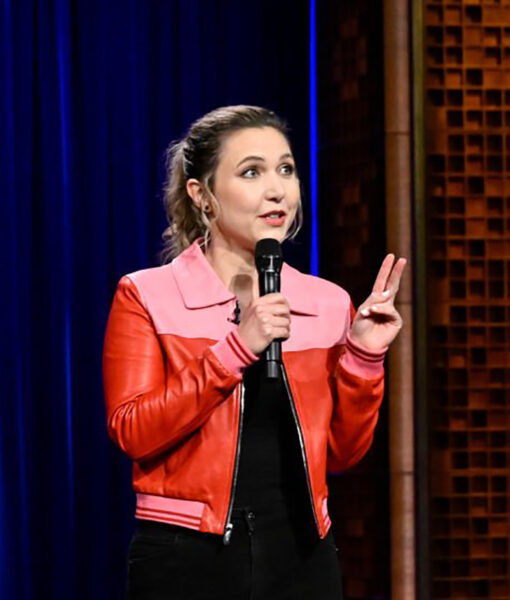 Host Taylor Tomlinson After Midnight Show Leather Jacket