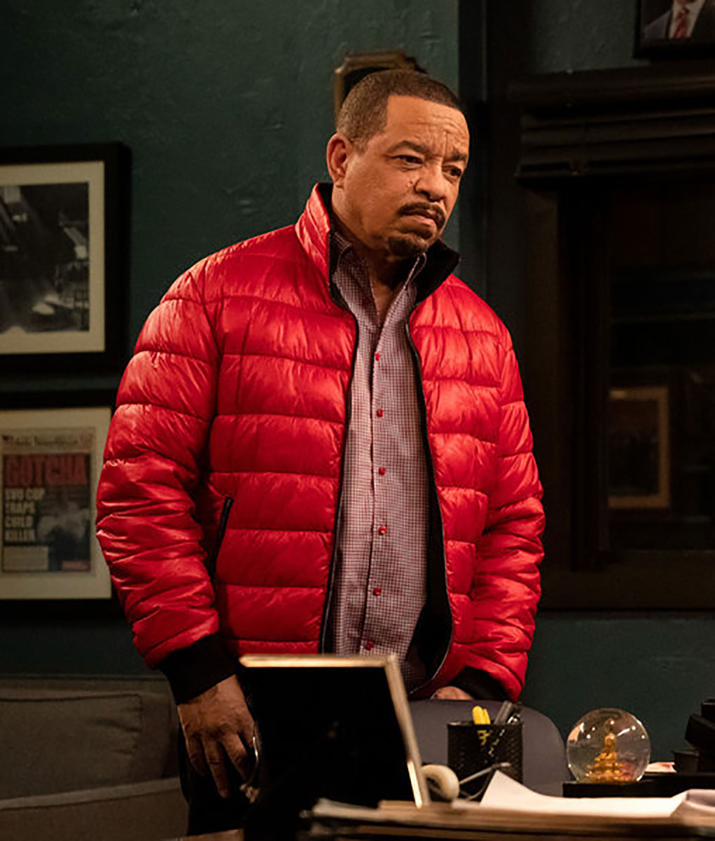Ice-T Law and Order SVU (Odafin Tutuola) Red Puffer Jacket