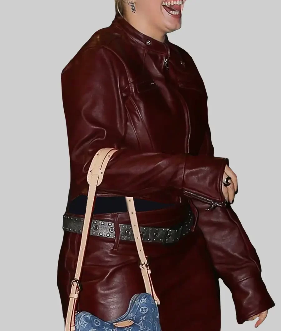 Renee Rapp The Late Show Maroon Leather Jacket - Usjackets
