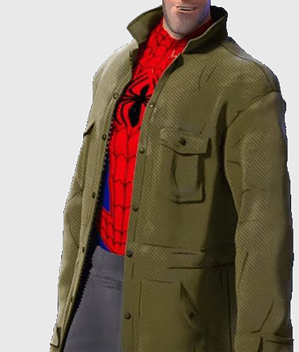Spider Man Into The Spider Verse Peter B Parker Green Coat