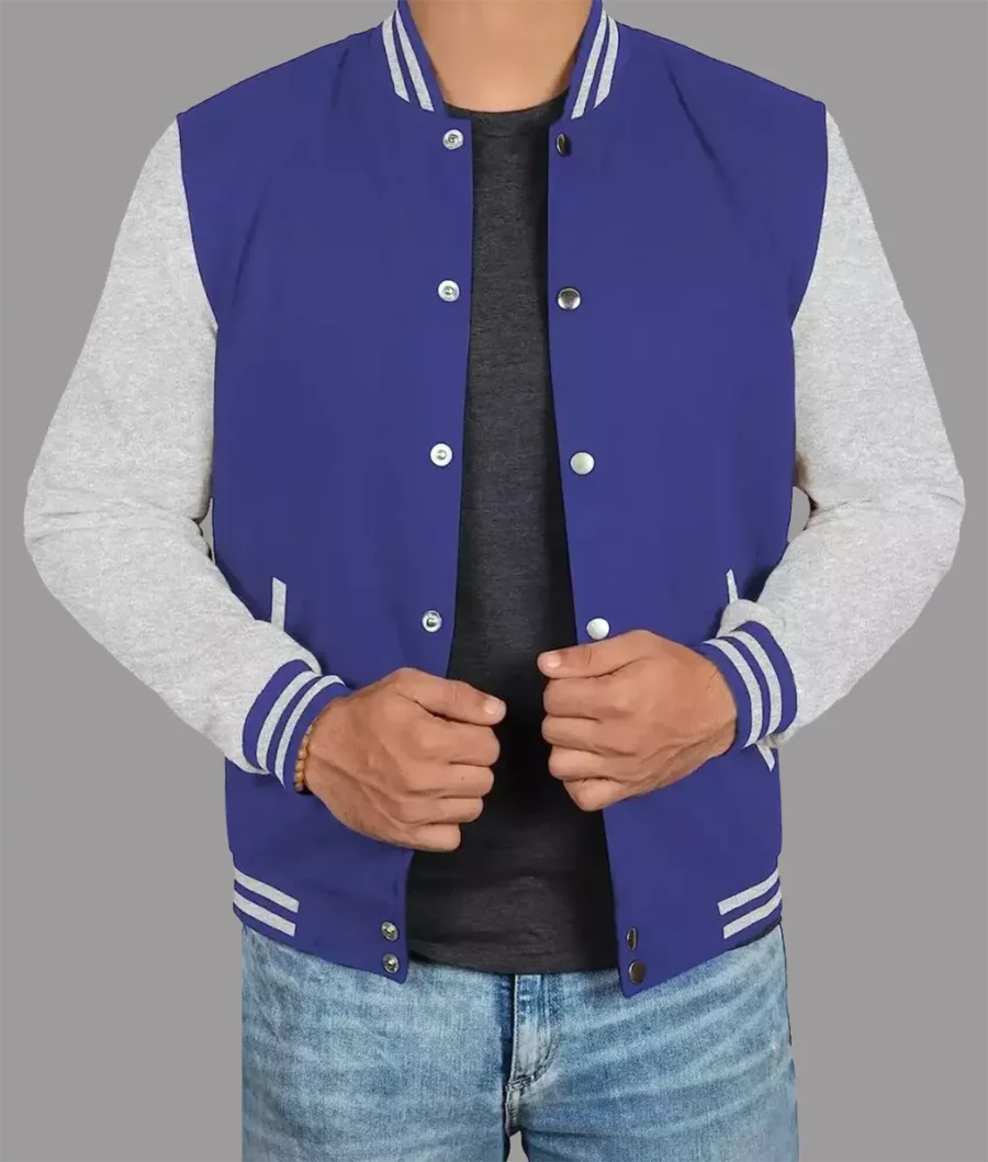 Michael Blue and Gray Varsity Jacket - Usjackets