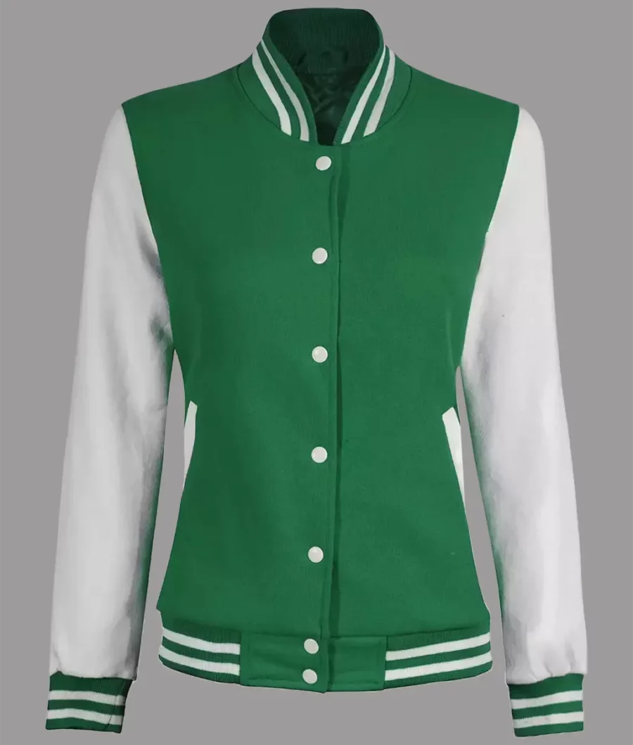 Ashley Green and White Varsity Jacket - Usjackets