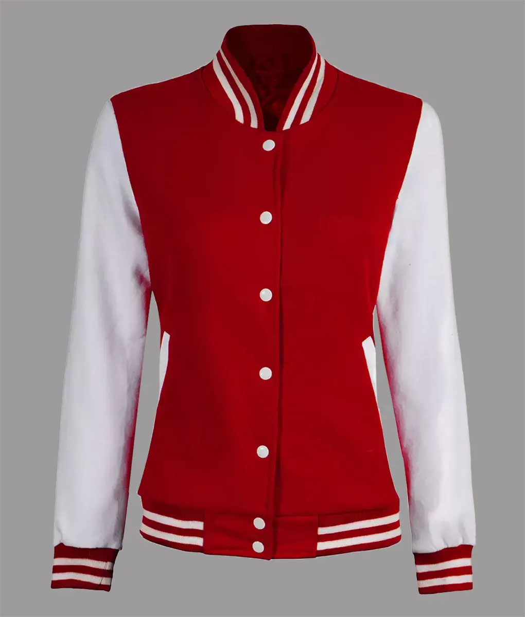 Linda Red and White Varsity Jacket - Usjackets
