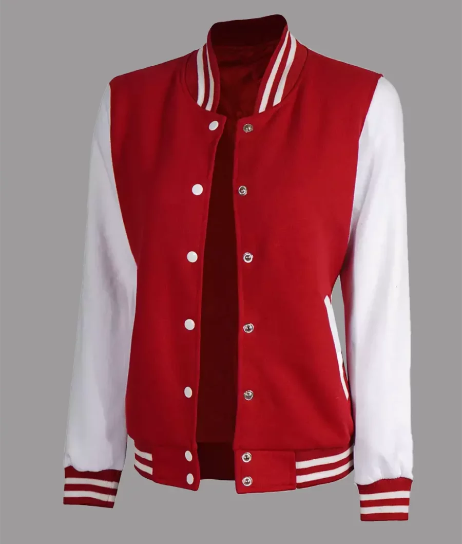 Linda Red and White Varsity Jacket - Usjackets