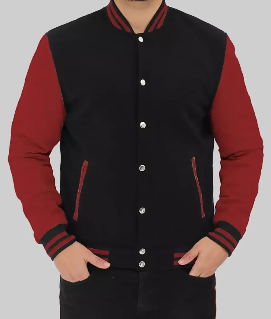 Robert Black and Maroon Varsity Jacket - Usjackets