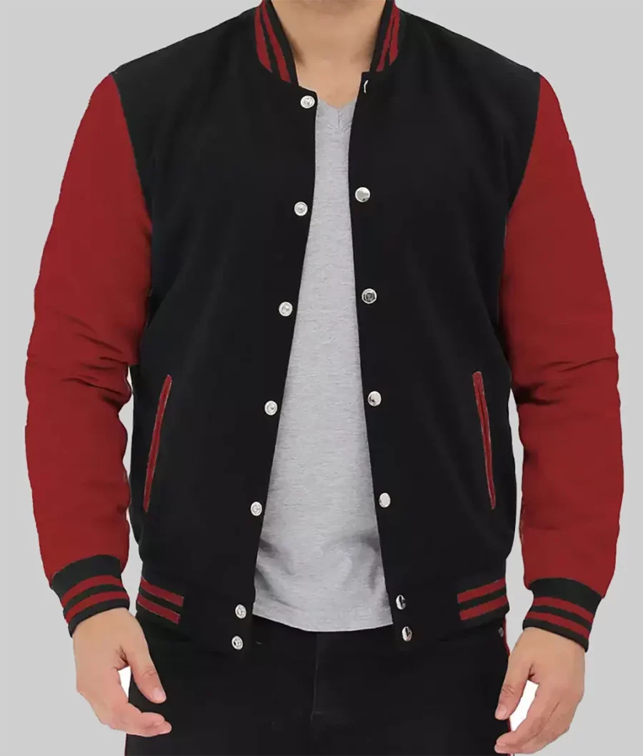Robert Black and Maroon Varsity Jacket - Usjackets