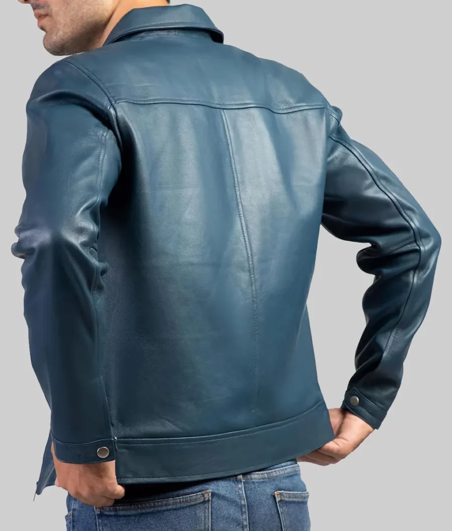 Blue Devin Leather Jacket - Men's Blue Leather Jacket