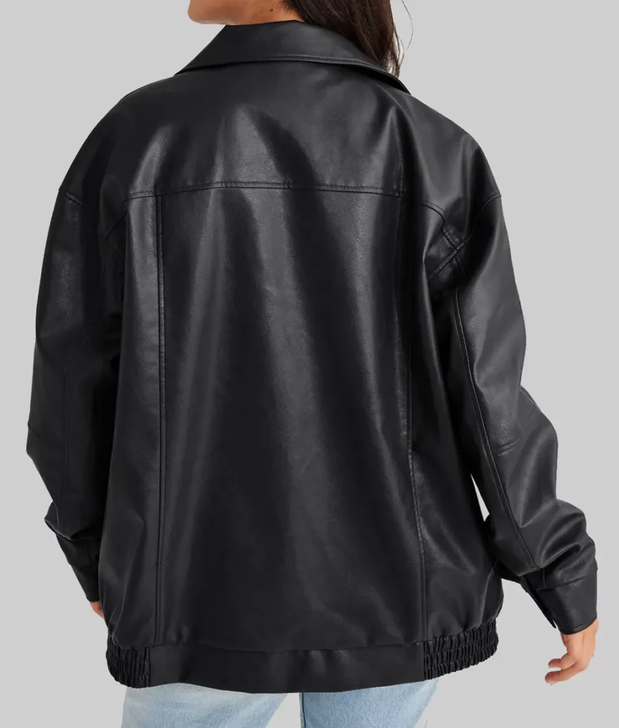 Marian Black Leather Oversized Jacket - Usjackets