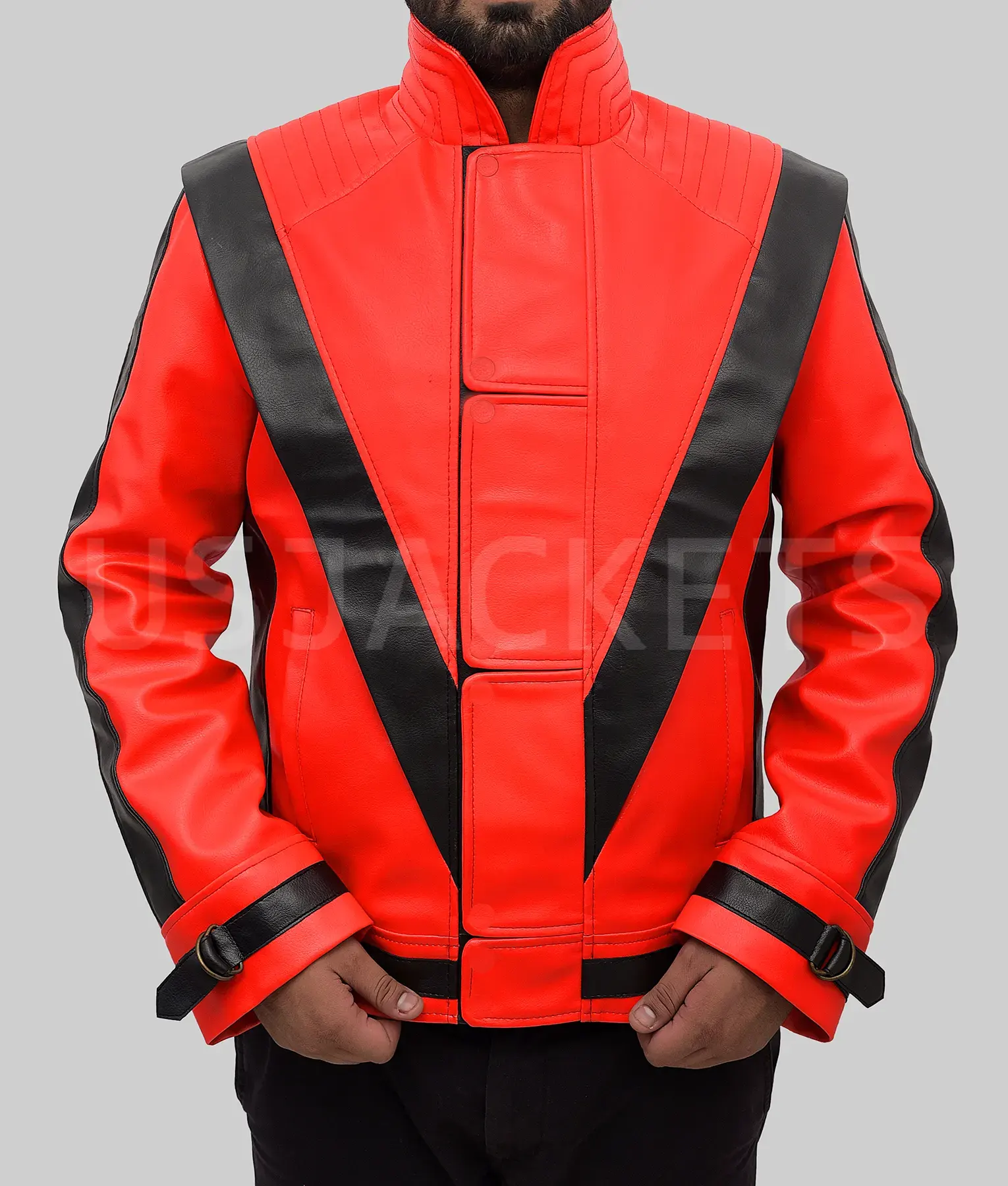 Michael Jackson Thriller Red Leather Jacket - 70s Style Vintage Leather Jacket | Usjackets