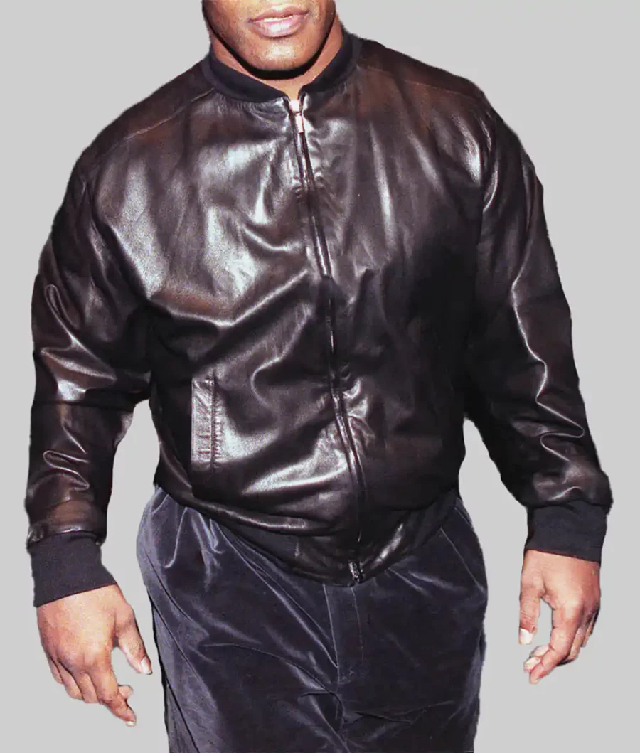 Mike Tyson Black Leather Bomber Jacket - Mike Tyson Black Bomber Jacket