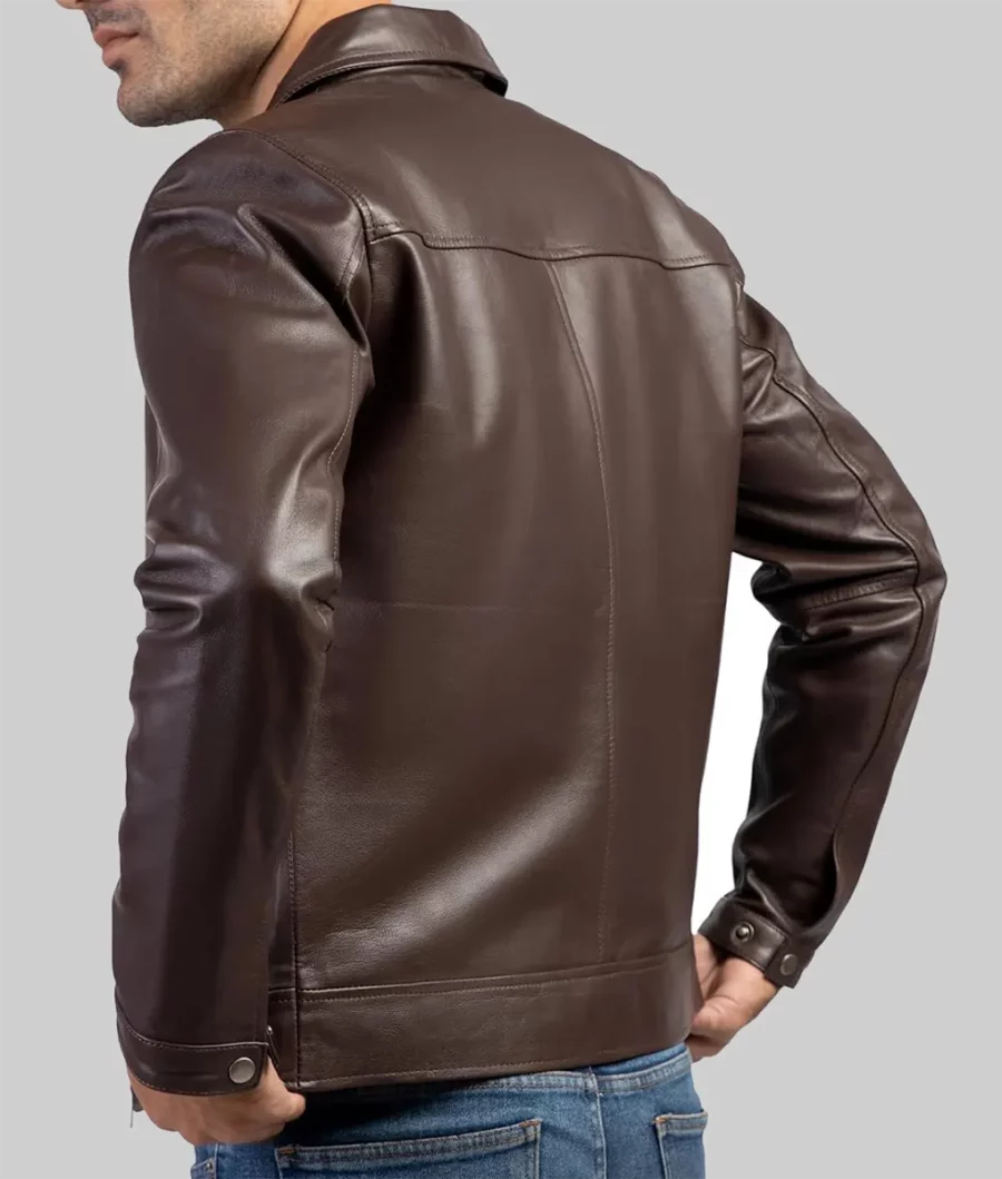 Roberto Dark Brown Leather Jacket - Men's Dark Brown Leather Jacket