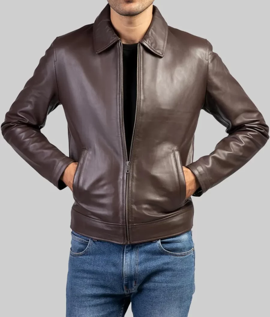 Roberto Dark Brown Leather Jacket - Men's Dark Brown Leather Jacket