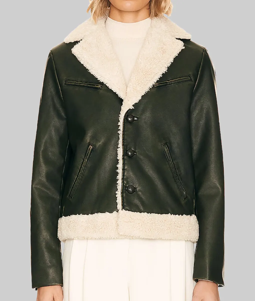 Anna Kendrick Black Leather Shearling Jacket - US Jackets